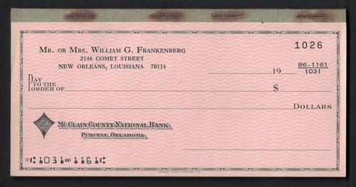 USA: Mclain County National Bank addressed comp unused Cheque book, 25 ...