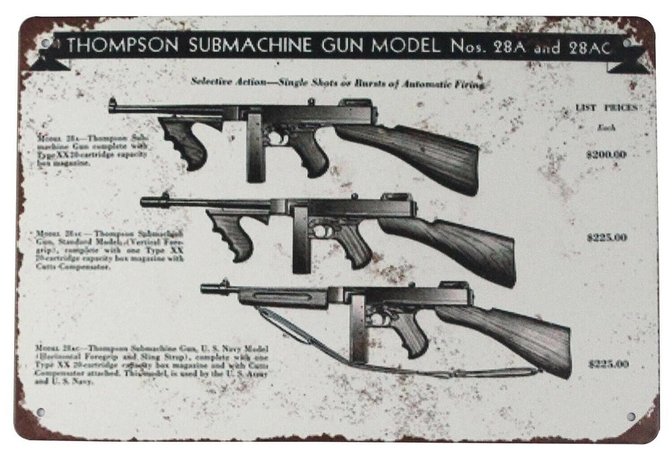home decor hunters shooters Submachine Gun Model tin metal sign | eBay
