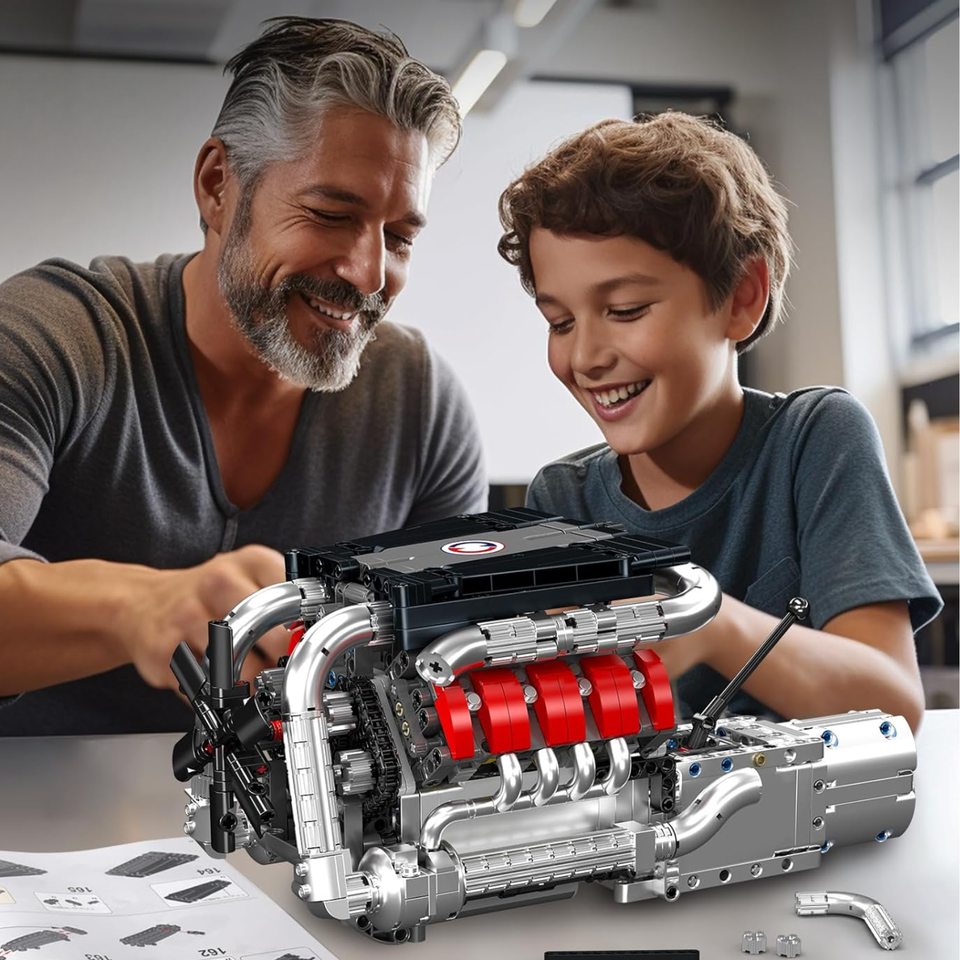 1169 Pcs Visible V8 Internal Combustion Ohc Engine Motor Working Model ...