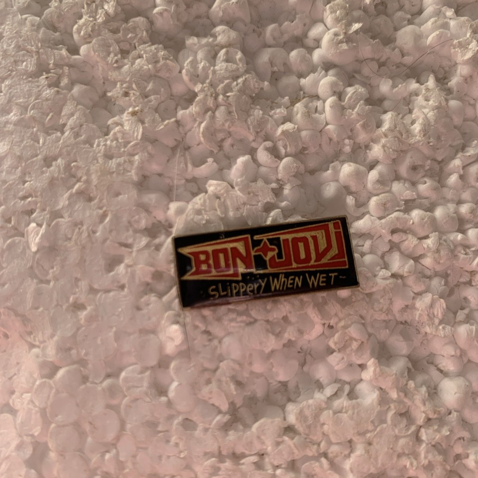 Bon Jovi slippery when wet album vintage rock band metal lapel pin | eBay