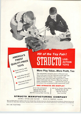 1961 PAPER AD Structo Toy Trucks Crane Dump Truck Bulldozer | eBay