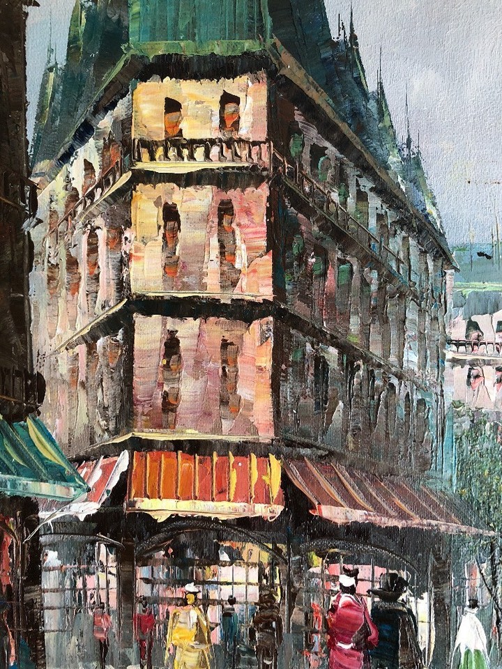 Original Oil Painting By T. CARSON SIGNED Downtown France Eiffel Tower ...