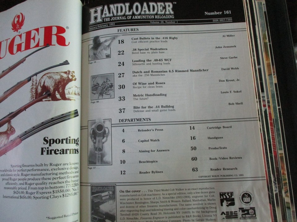 Handloader Ammunition Reloading Journal 12 Issues Jun 1992-Apr 1994 ...