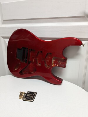 RARE SAMICK VALLEY ARTS Candy Apple Red Guitar Body Project Floyd Rose ...