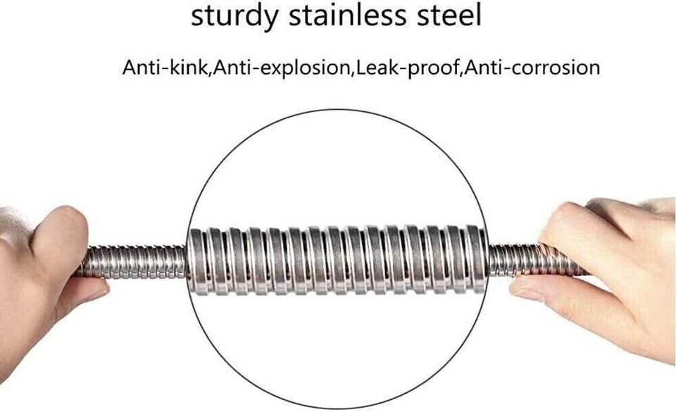 1m Shower Pipe Flexible Stainless Steel Chrome Short Cone/Nut End ...