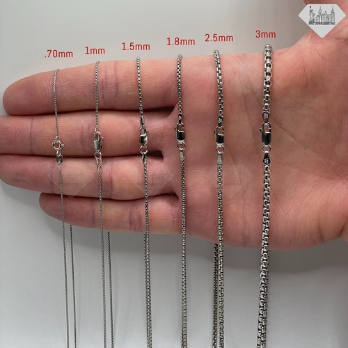 Italian Solid Sterling Silver Round Box Chain Necklace 925 Silver Chain ...