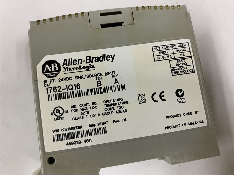 USED Allen-Bradley MicroLogix 1762-IQ16 DC Input Module W7-5 | eBay