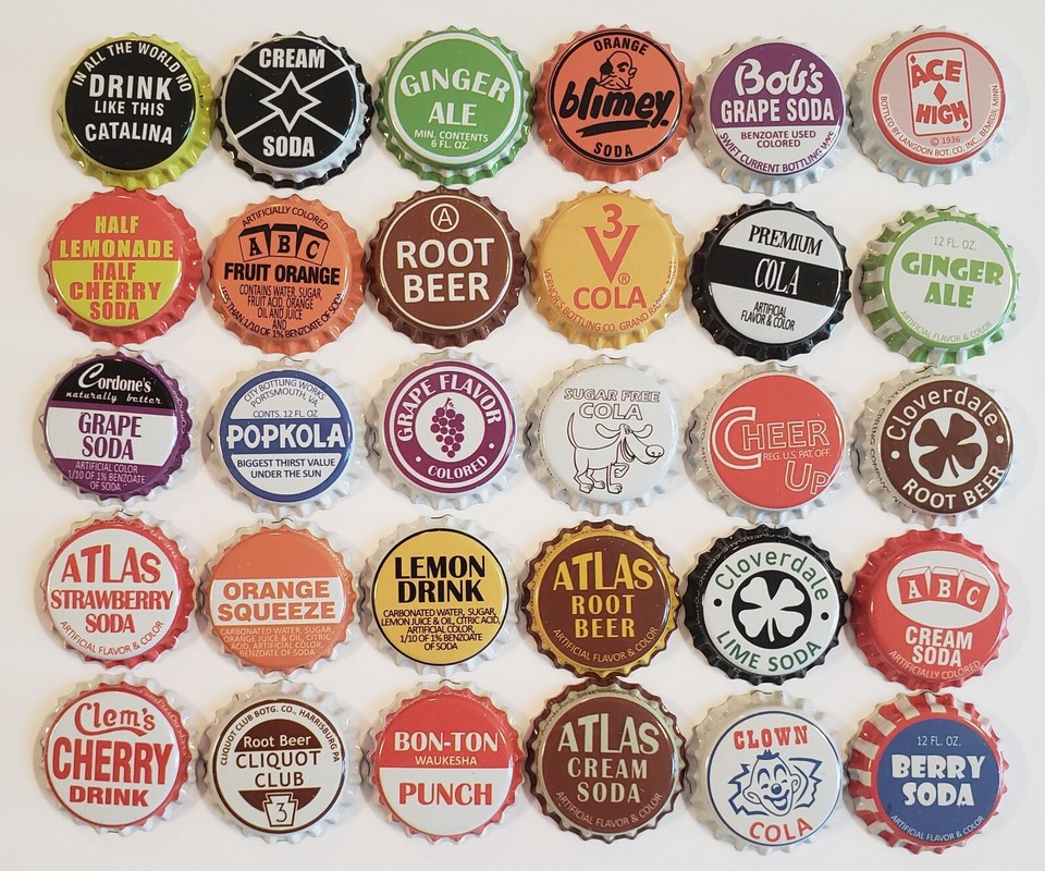 100 Vintage Soda Bottle Caps Pop (((NO REPEATS))) Unused, Zero Defects ...