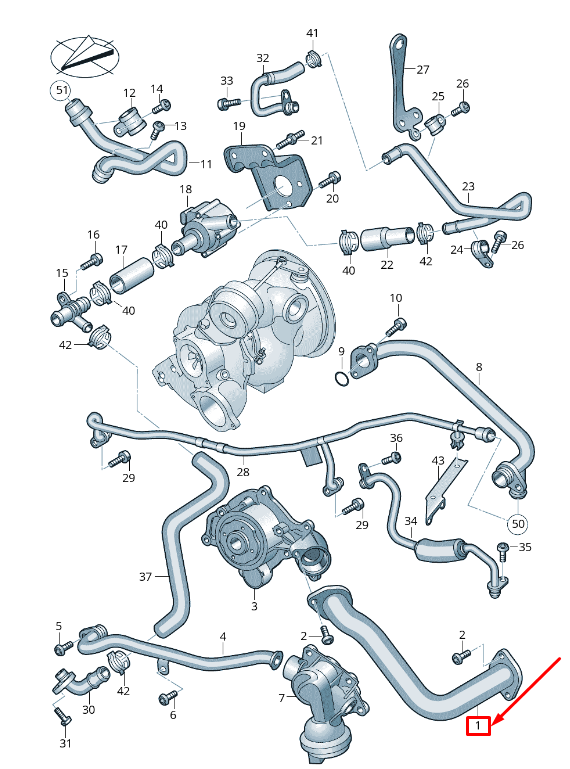 AUDI TT FV Engine Water Pump Outlet Pipe 06M121481AE NEW GENUINE | eBay