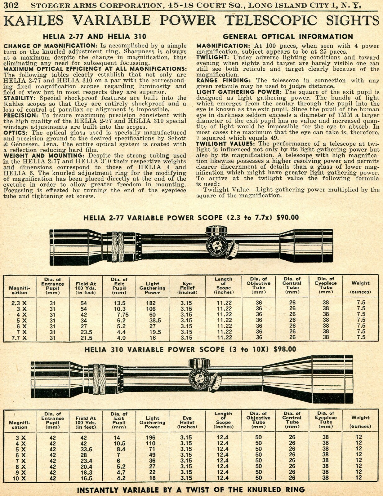 1956 Print Ad of Kahles Helia Variable Power Rifle Scope Telescope | eBay