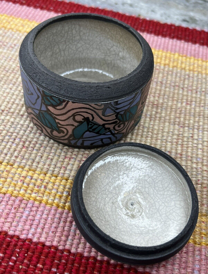 Raku Studio Art Pottery Hand Thrown Decorated Abstract Covered Powder ...