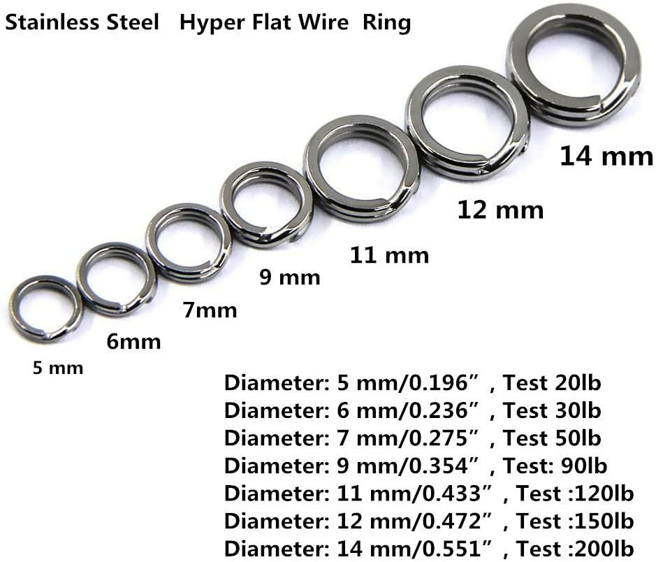 30 Pcs Stainless Steel Split Ring Super Strong Hyper Flat Wire Hook ...