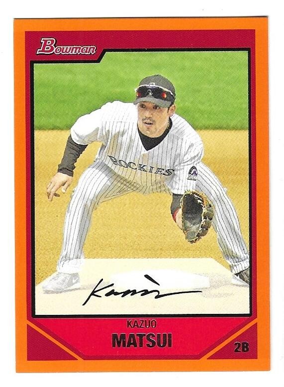 Kazuo Matsui 2007 BOWMAN BASEBALL MLB ORANGE BORDER CARD #131 Rockies ...