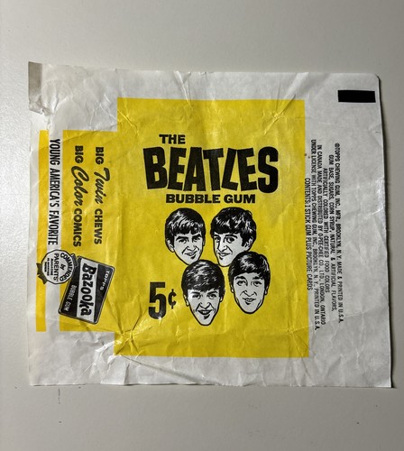 Vintage 1964 THE BEATLES Yellow Topps Bazooka Bubble Gum Wrapper | eBay