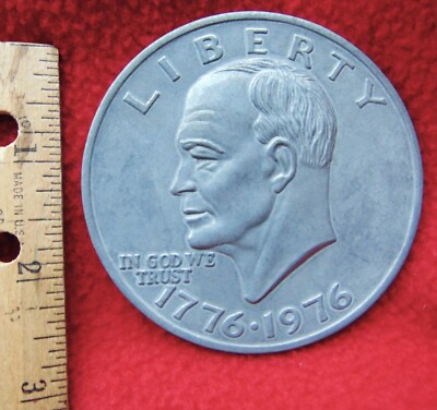 VINTAGE REPRODUCTION METAL 3" COIN ~ 1976 ONE DOLLAR PAPERWEIGHT ...