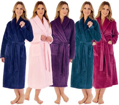 Slenderella Wrap Dressing Gown 46" Chevron Embossed Fleece Wrap Robe ...