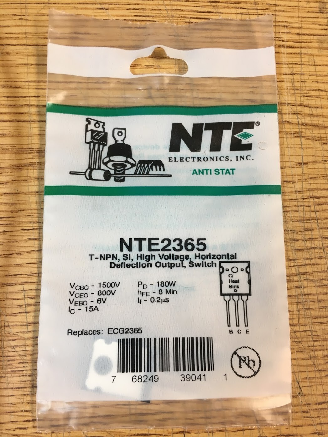 NTE2365 - T-NPN, Si, High Voltage, Horizontal Deflection Output, Switch | eBay