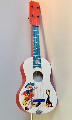 RARE VINTAGE INGA WOOD TOY UKULELE MADE IN ITALY CIRCUS CLOWN AND SEAL ...