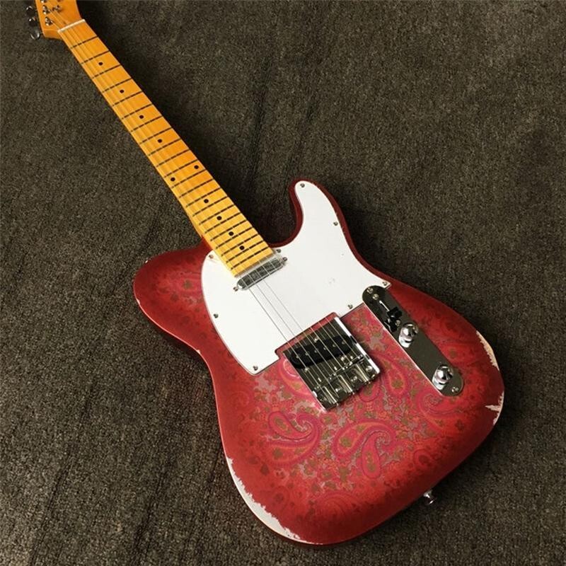 Relic red flower veneer tele electric guitars bolt on | eBay