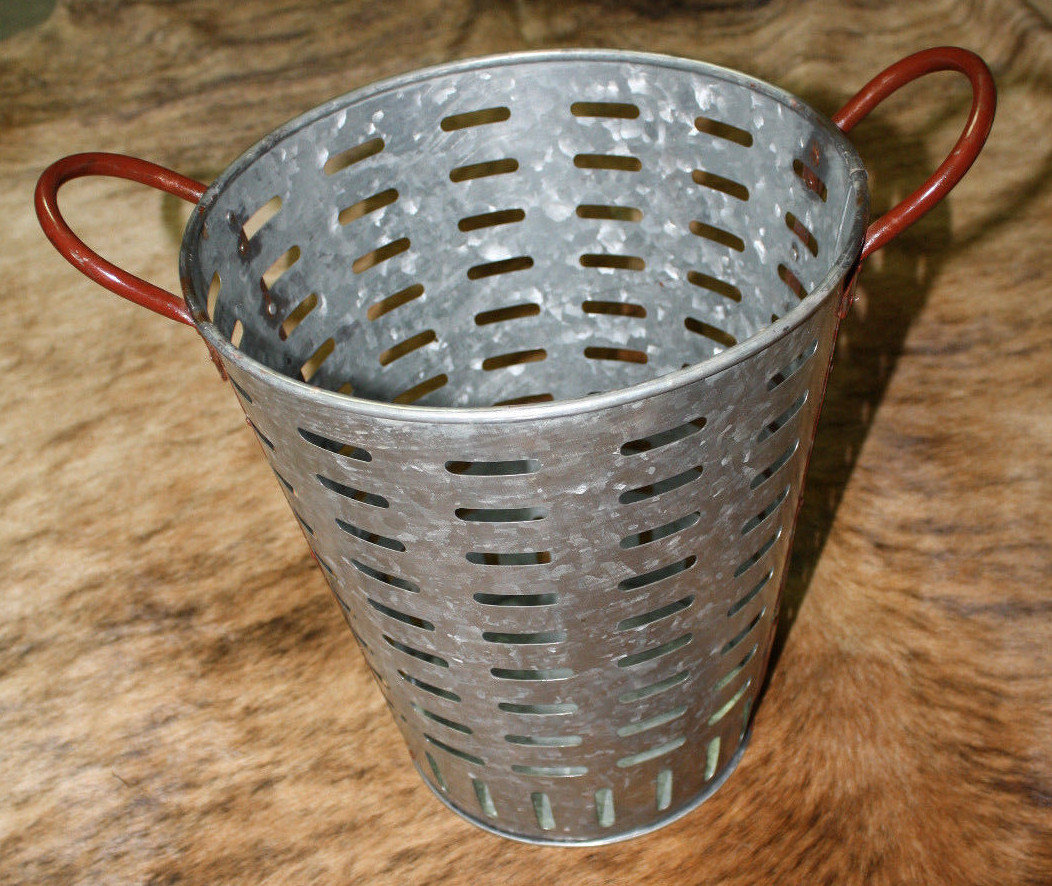 Vintage Galvanized Olive Buckets Metal Olive Bucket Medium