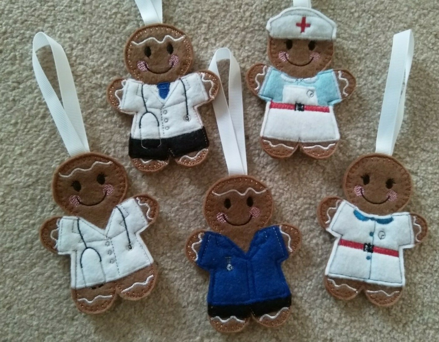Embroidered Gingerbread Man Decoration ~ Medical Nurse Doctor Paramedic ...