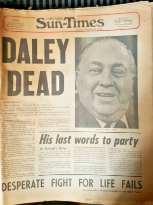 Chicago Mayor Richard Daley's Death Sun Times Dec.21, 1976 Dead | eBay UK