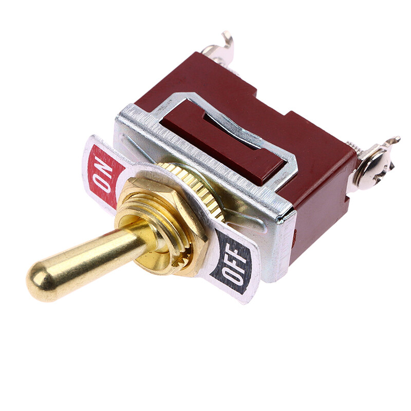 Golden Color Brass Knurl Toggle 12~ 250V 1GANG 2Way 2Pin DIY Light ...