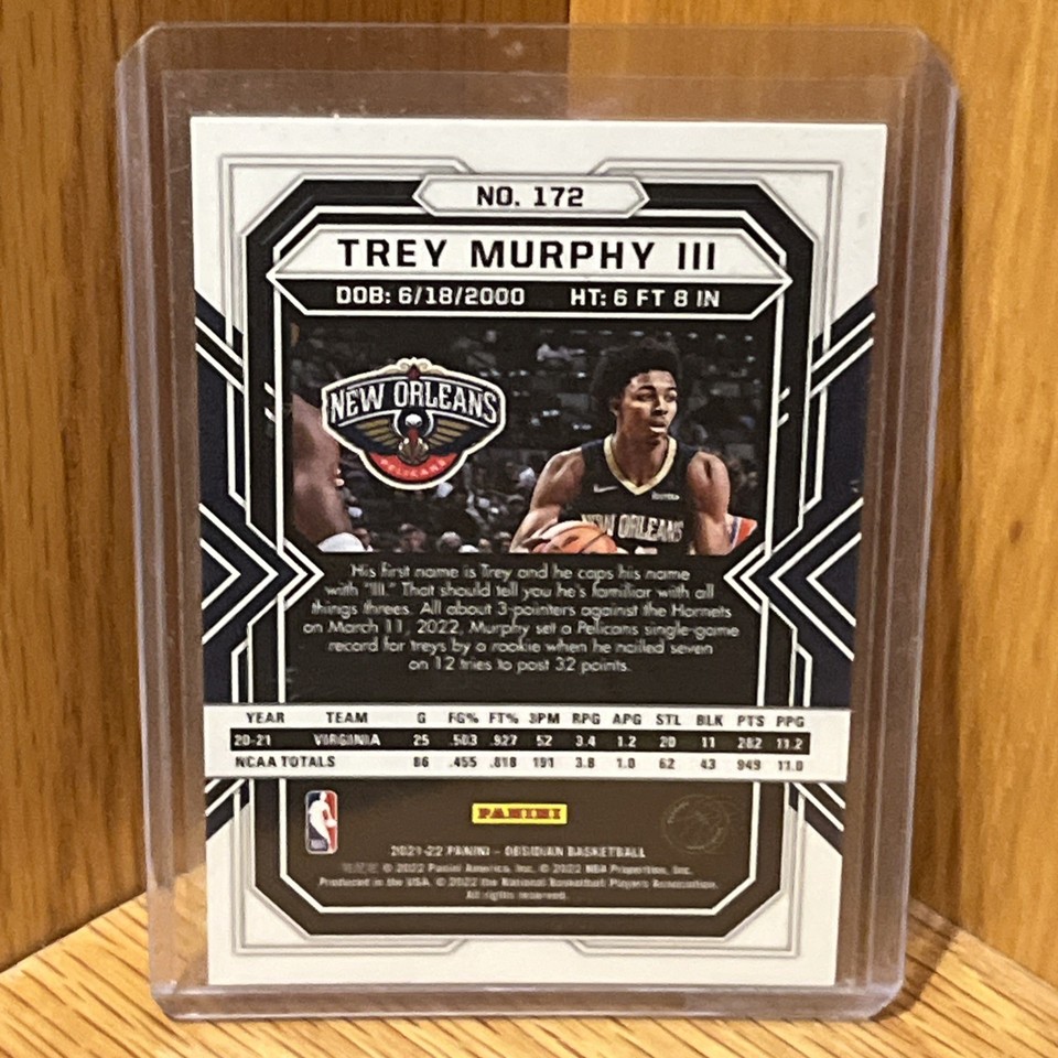 2021-22 Panini Obsidian - Trey Murphy III #172 Electric Etch Red Flood ...