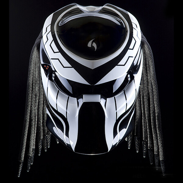 White Predator Motorcycle Helmet