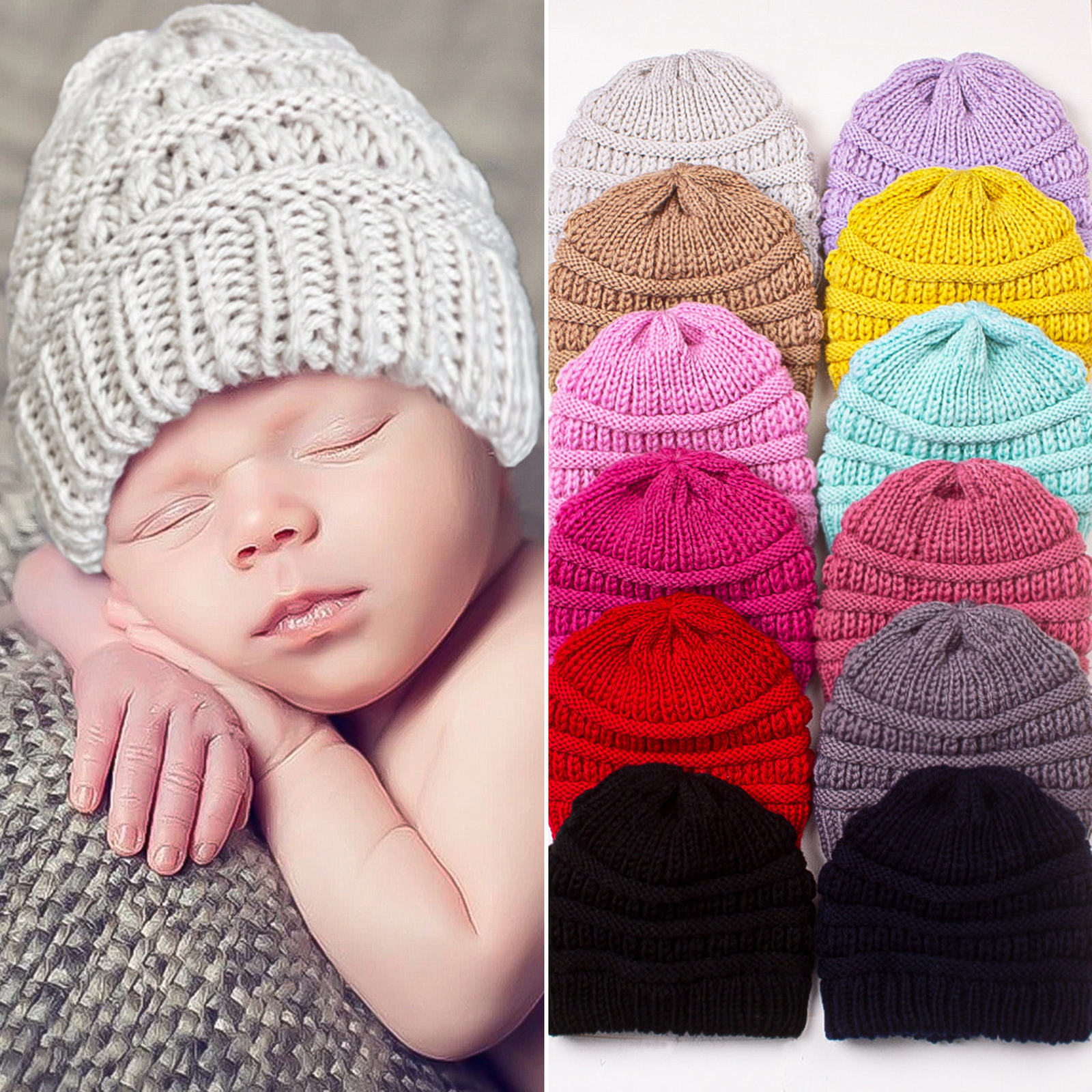 Baby Hat Breathable Warm-keeping Ear Protection Child Winter Knitting ...