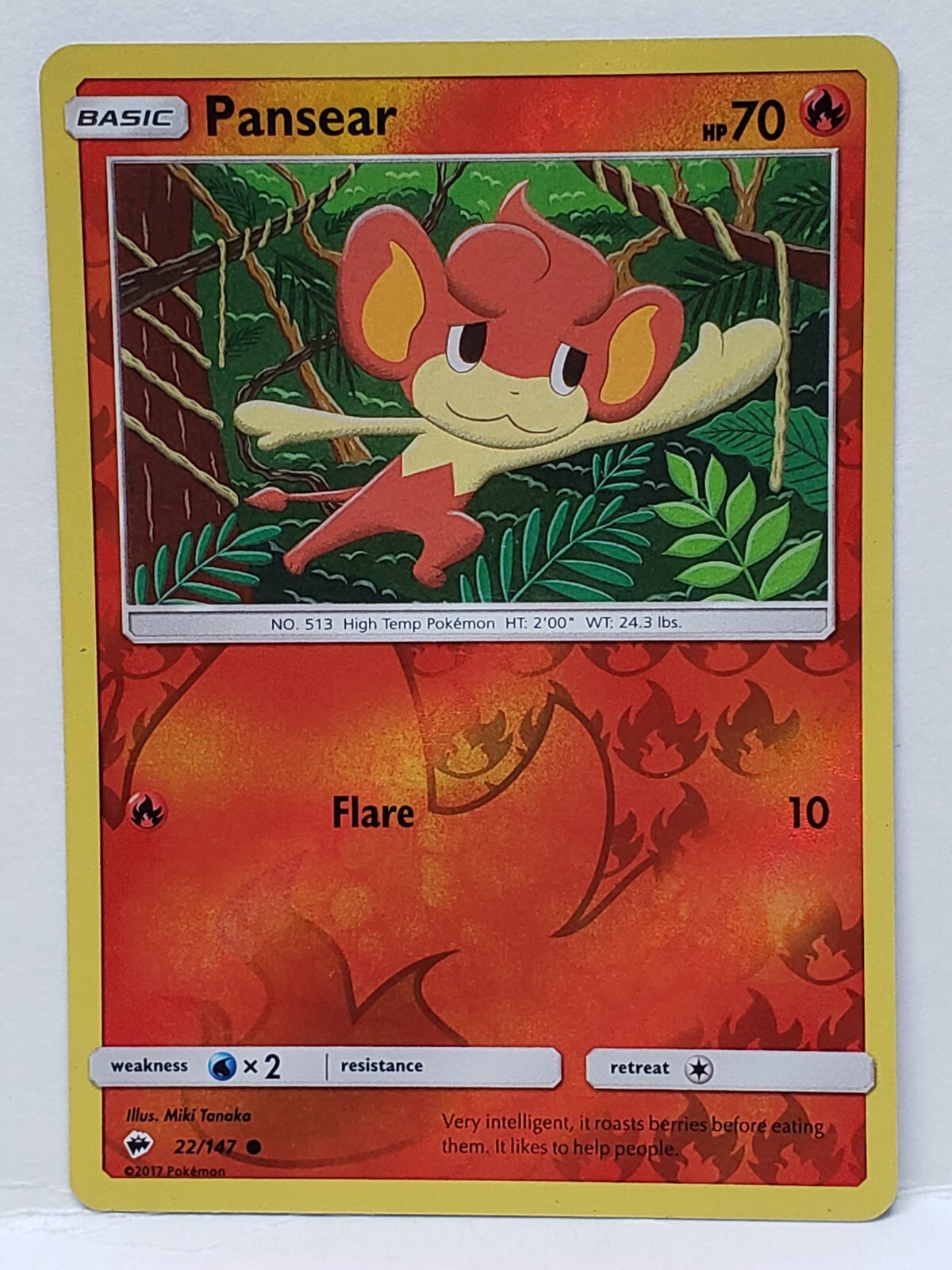 Pansear 22/147 Burning Shadows Reverse Holo Nintendo Pokemon Card VLP ...