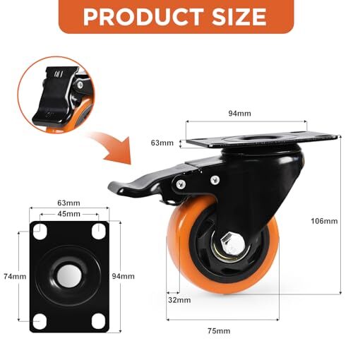 Caster Wheels, Heavy Duty 3 Inch Casters Set of 6, Locking Swivel ...