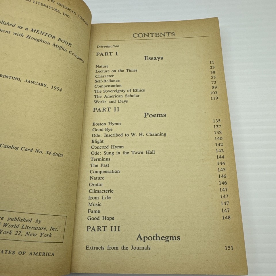 Basic Selections From Emerson Essays Poems Apothegms 1954 PB Ralph ...