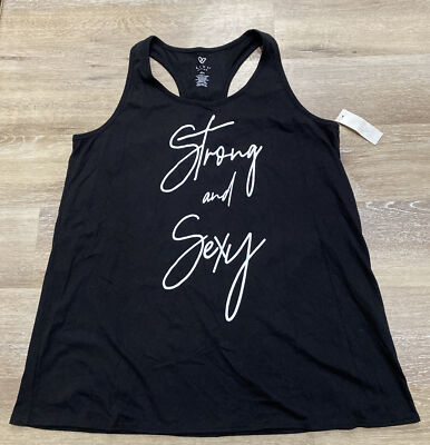 Lane Bryant Livi Active Strong & Sexy Tank 14 16 Black Racerback Tank ...