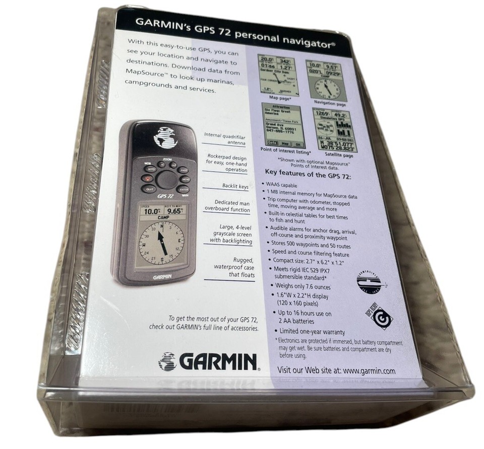 New GARMIN GPS 72 Handheld Personal Navigator Marine Fishing Hiking ...