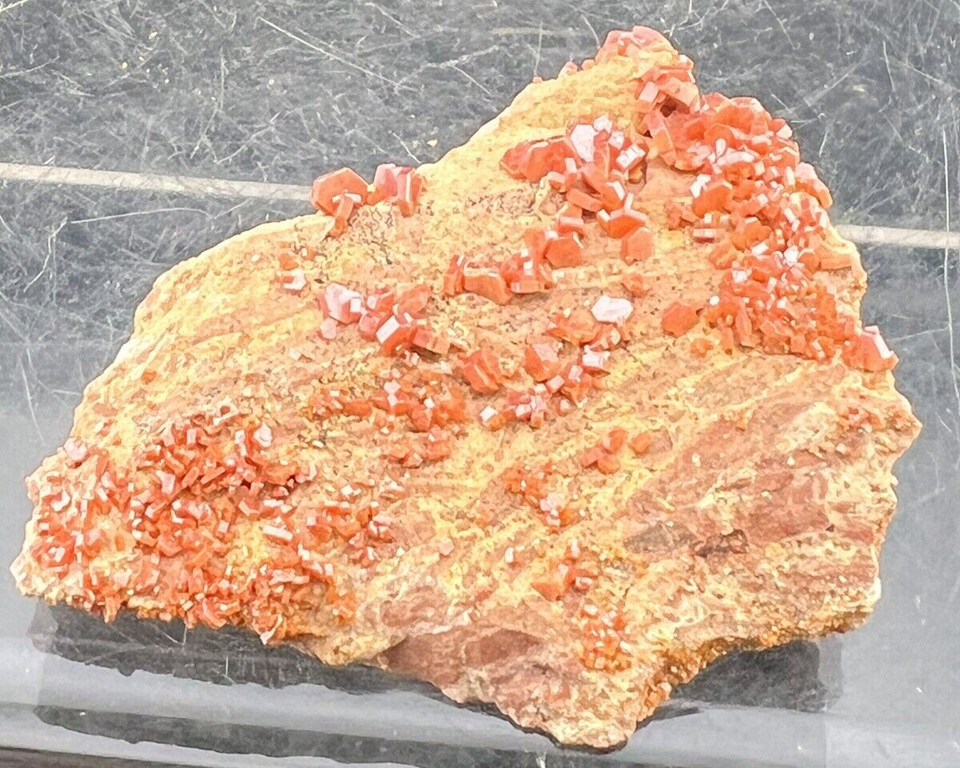Rare Mineral Specimen Red Vanadinite Hexagonal Crystals in Matrix. from ...