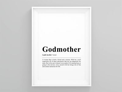 Godmother Definition Frame Quote Print Large Poster Wall Prints New ...