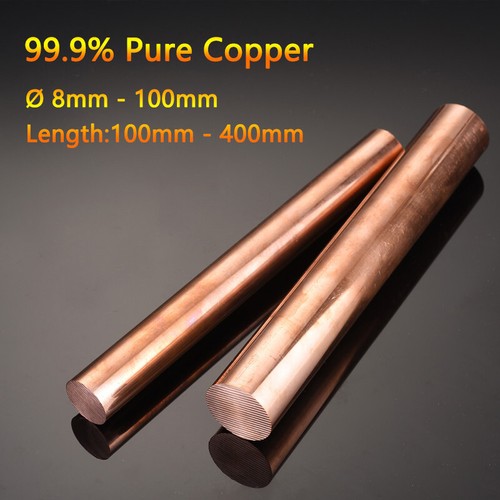 Ø 8mm,10mm,12mm - 100mm Pure Copper Round Bar / Rod - 100mm up to 400mm ...