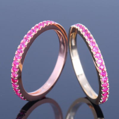 10k Rose & Yellow Gold Pave Setting Round Cut Ruby Couple Wedding Fine ...