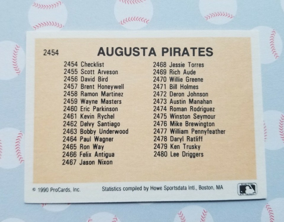 Rare 1990 ProCards Augusta Pirates Pittsburgh Pirates 27 Card Minor ...