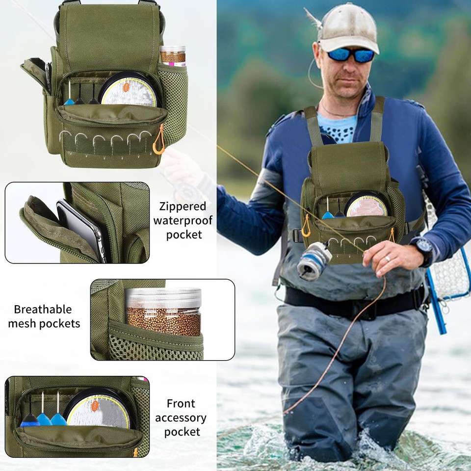Fishing Chest Pack Small Fishing Tackle Chest Backpack Utility Fly ...