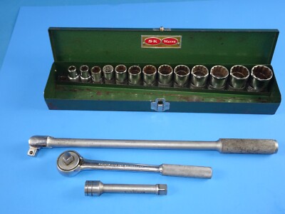 Vintage SK Wayne Tools 1/2" Drive Socket Set 25pc 7/16" to 1-1/4" USA ...