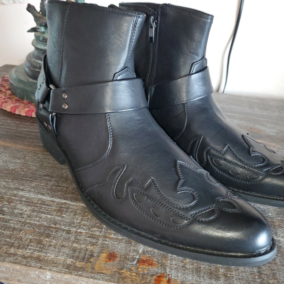 Amali Wing Tip Western Boot Sz 11 Rahnco Black Leather NEW | eBay