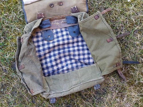 RARE blue-white German WW2 M39 "Pony fur" backpack Wehrmacht Tornister ...