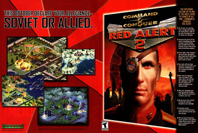 2000 RED ALERT 2 RTS GAME ADVERTISING, WESTWOOD STUDIOS, 2 PG PRINT AD ...
