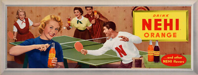 DRINK NEHI ORANGE PING PONG GAME 32" HEAVY DUTY USA METAL SODA POP ADV ...