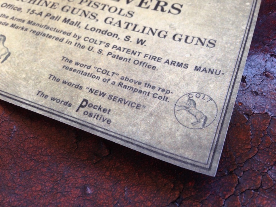 COLT'S REVOLVERS vintage label sticker - Colt label 1911 inside pistol ...