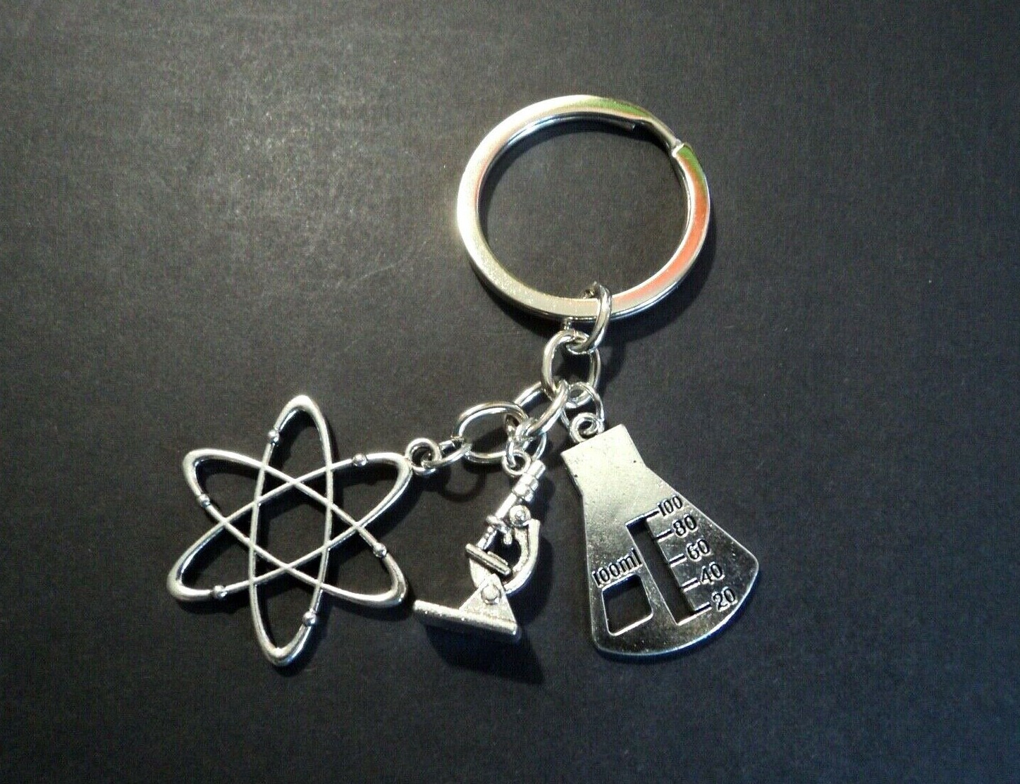 1x Science Metal Keychain Keyring Gift Souvenir Charms Atom Flask ...