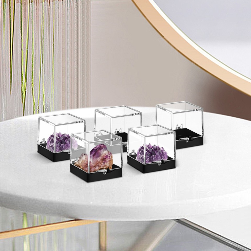 4 Pcs Specimen Display Box Crystal Container Transparent Mineral ...