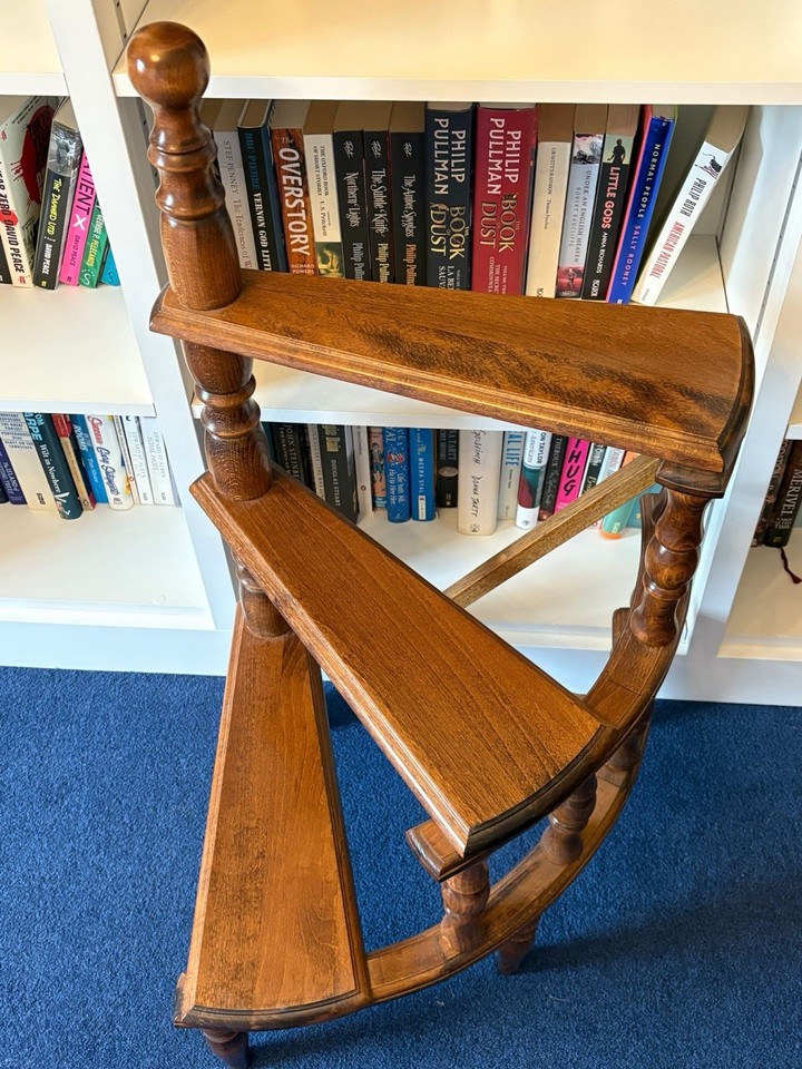Vintage Wooden Library Steps Staircase Spiral Curved Stairway Step ...